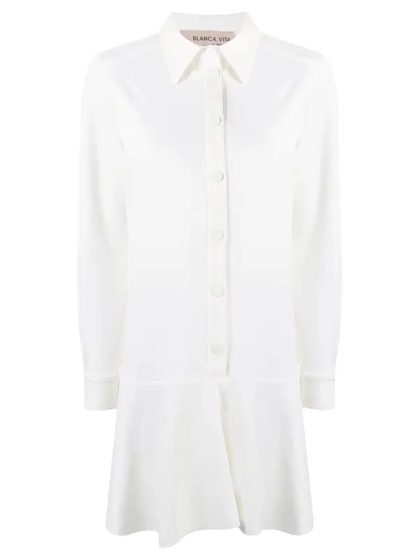 BLANCA VITA Dropped-waist Shirt Dress - White