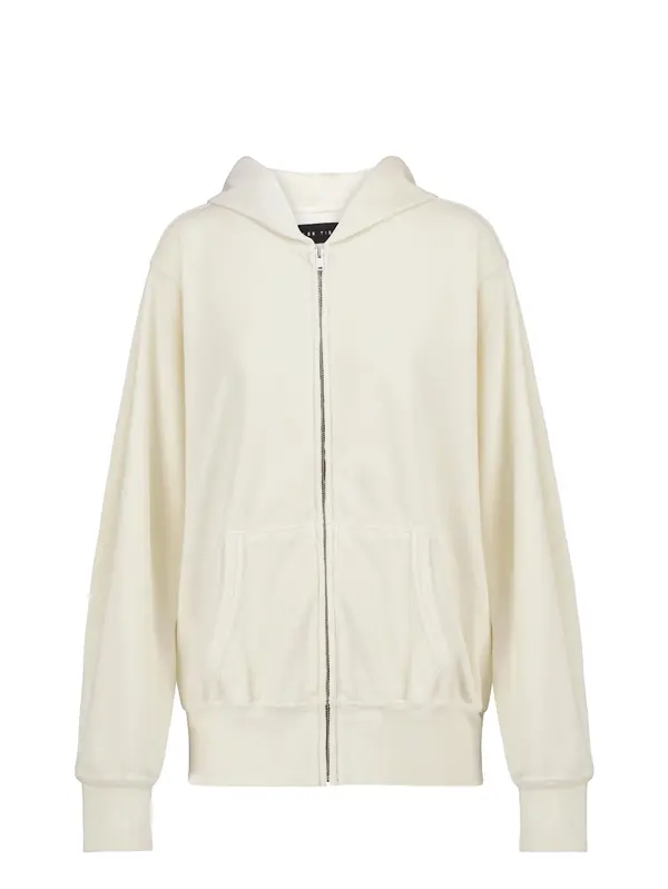 LES TIEN Velour Hooded Sweatshirt - White