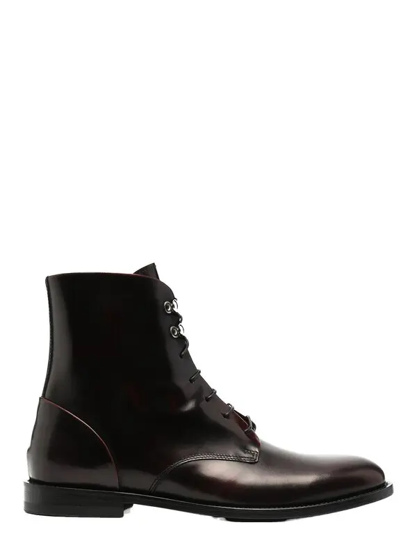 SCAROSSO Eva Lace-up Leather Boots - Red
