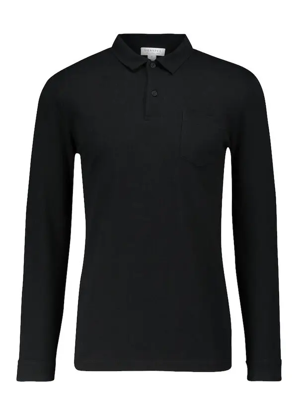 Sunspel Riviera Long-sleeved Polo Shirt - Black