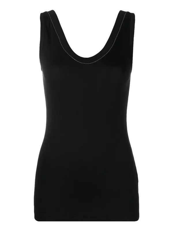 Brunello Cucinelli Scoop Neck Sleeveless Top - Black