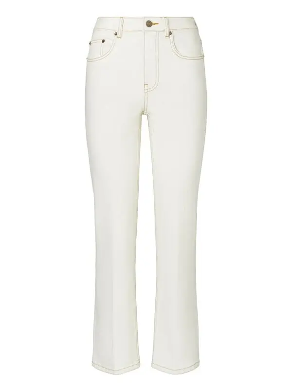 Tory Burch Cropped Flare Jean - White Chalk Wash