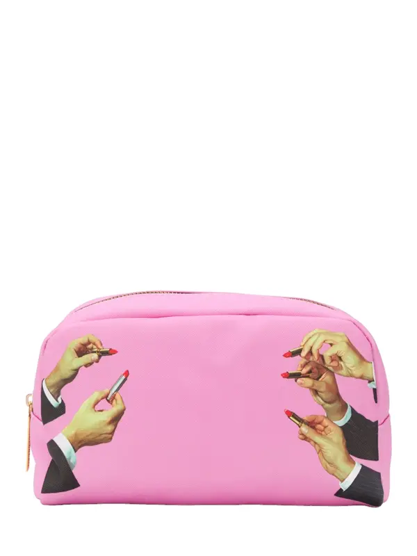 SELETTI Lipstick Print Makeup Bag - Pink