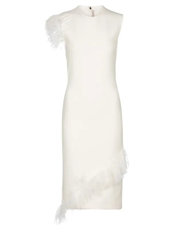 CHRISTOPHER KANE Feather-trimmed Wool-blend Dress - White