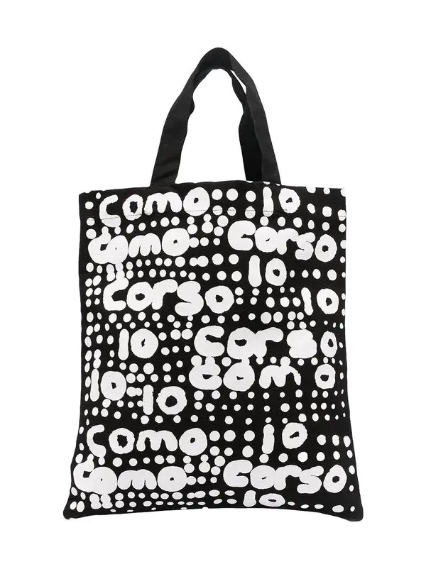 10 CORSO COMO Logo Polka-dot Print Tote Bag - Black