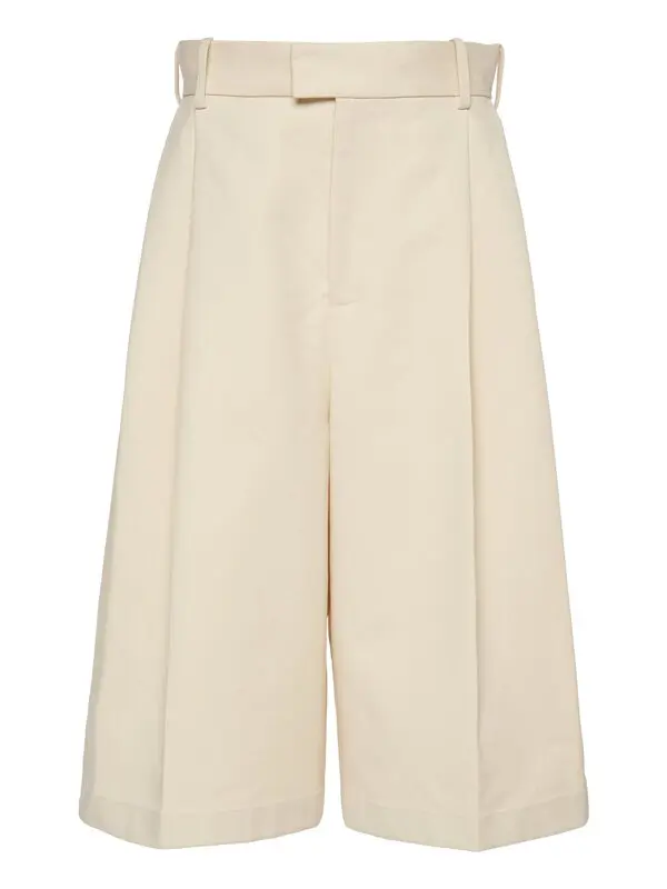 Bottega Veneta Pleated Cotton Shorts - White