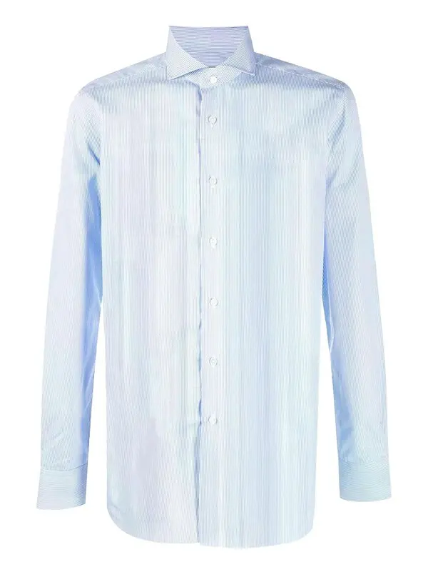 XACUS Spread-collar Cotton Shirt - Blue
