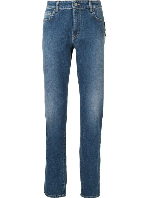 Moschino Mid-rise Stonewashed Straight-leg Jeans - Blue