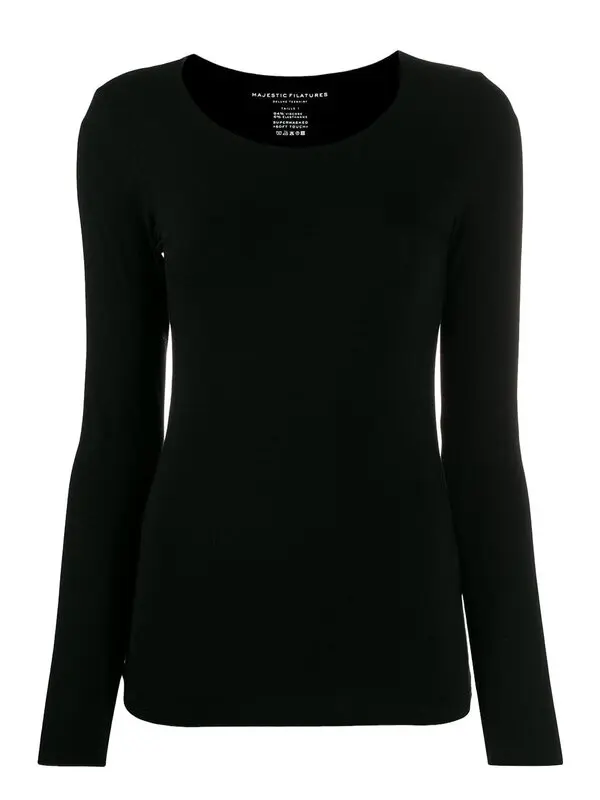 Majestic Filatures Fitted Long Sleeve Top - Black