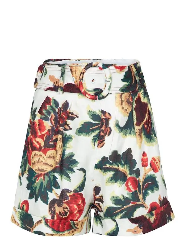 Sir The Label Ambroise Belted Floral Linen Shorts - Multicoloured