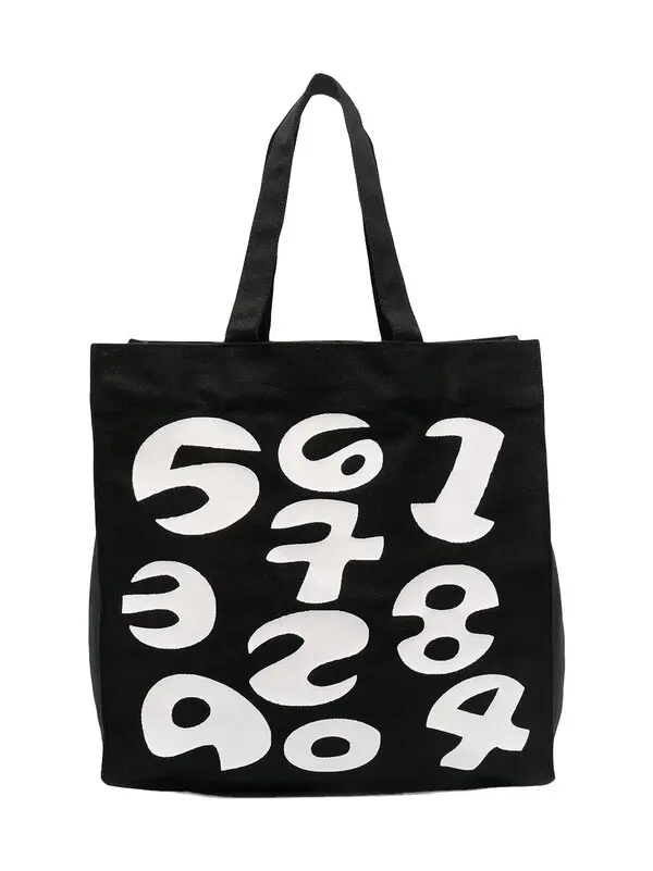 10 CORSO COMO Numbers-print Canvas Tote Bag - Black