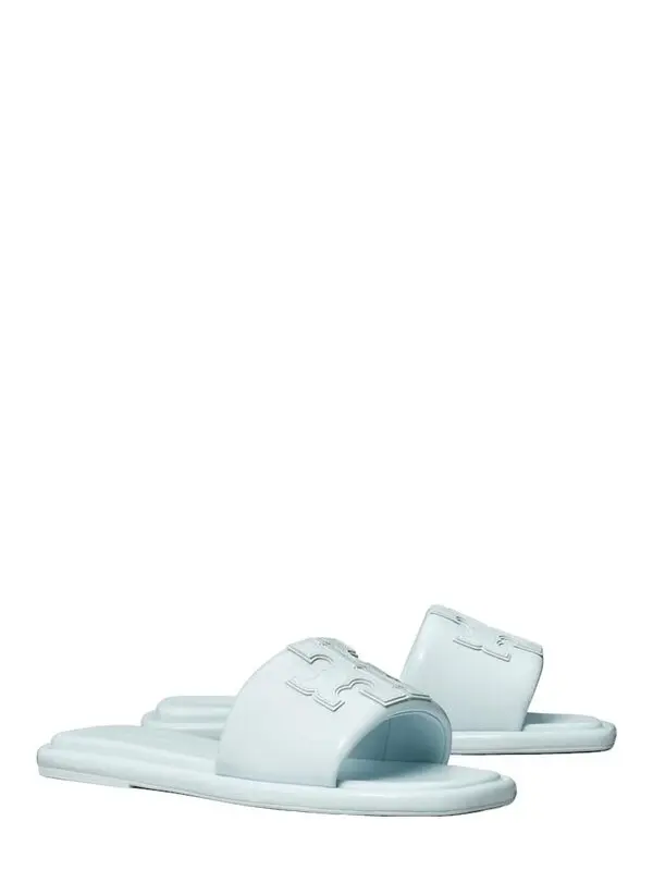 Tory Burch Double T Leather Slide - Light Blue