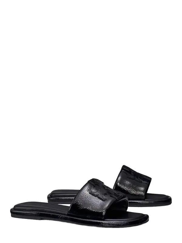 Tory Burch Double T Leather Slide - Perfect Black