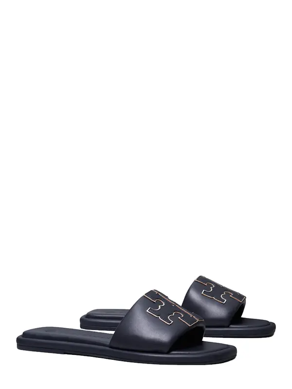 Tory Burch Double T Slide - Perfect Navy/gold