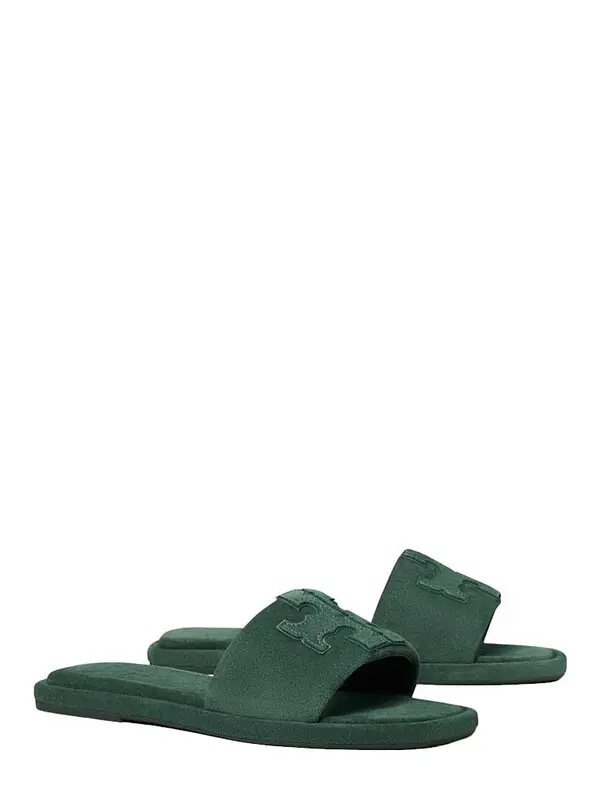Tory Burch Double T Leather Slide - Warm Teal/warm Teal