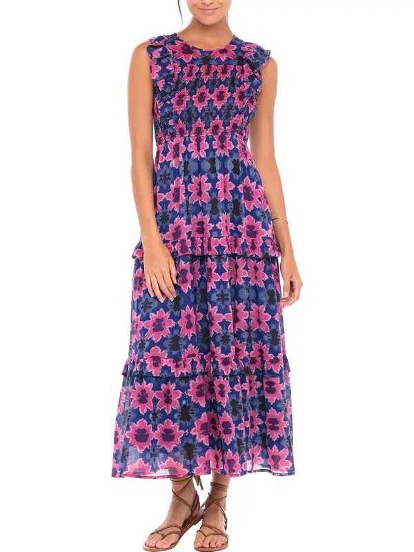 Banjanan Iris Ruffle-trim Midi Dress - Print
