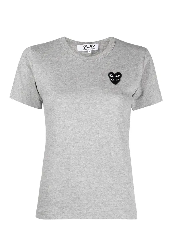 Play Comme Des Garcon Logo-embroidered T-shirt - Grey