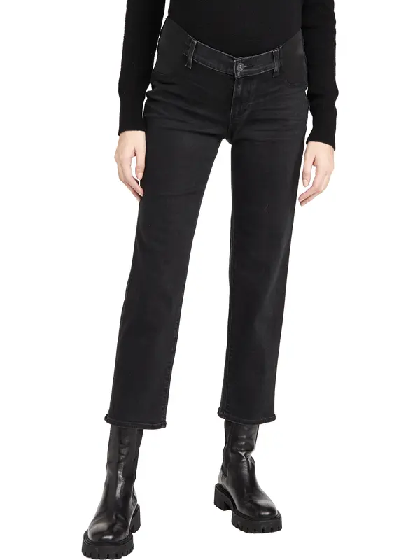 Paige Maternity Noella Straight Jeans - Black Willow