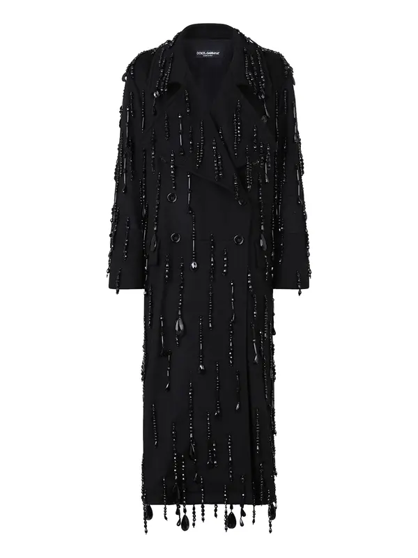 Dolce & Gabbana Bead-embellished Double-breasted Coat - Black