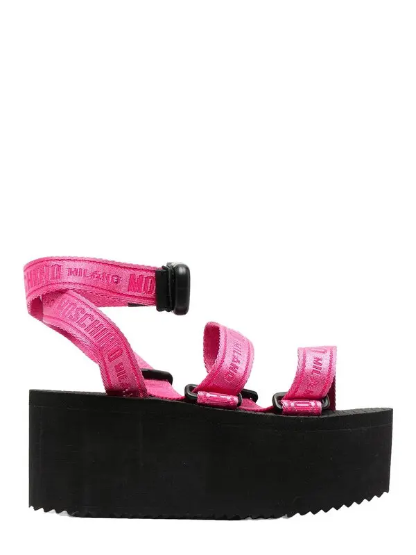 Moschino Logo Strap Flatform Sandals - Pink