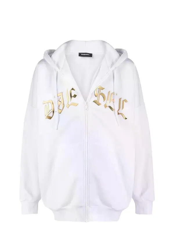 DIESEL® Foil Logo Zip-up Hoodie - White