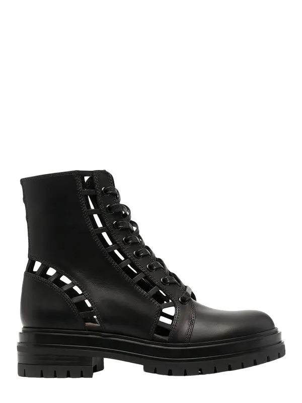 GIANVITO ROSSI Cut-out Lace-up Boots - Black