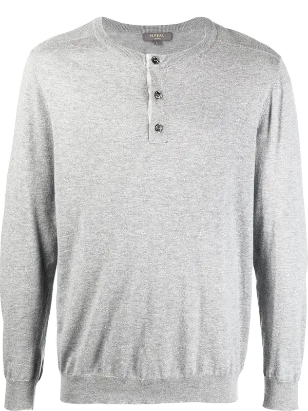N.peal Crew Neck Henley Sweater - Grey