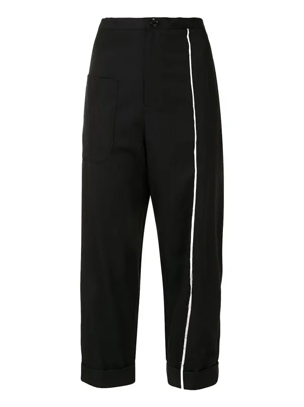Y’s Seam-detail Cropped Trousers - Black