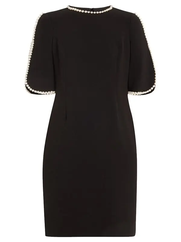 Rickie Freeman For Teri Jon Pearl Trimmed Sheath Dress - Black