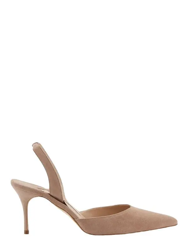 Manolo Blahnik Carolyne Suede Slingback Pumps - Beige