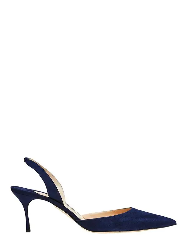 Manolo Blahnik Carolyne Suede Slingback Pumps - Navy