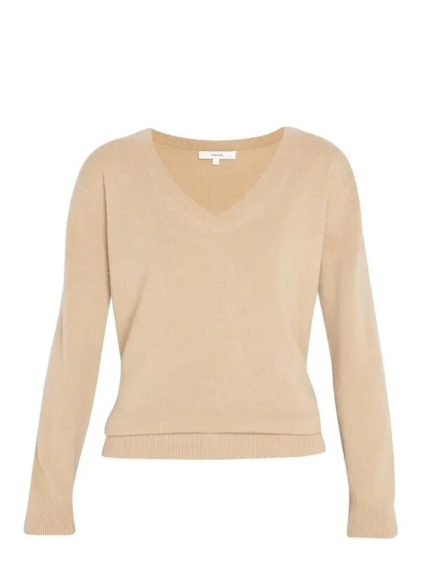 Vince Weekend V-neck Cashmere Pullover Sweater - Camel