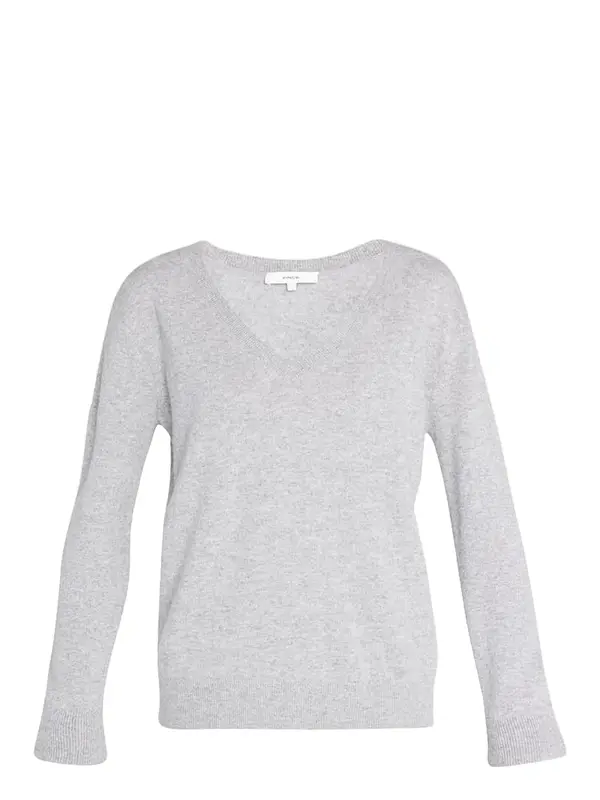 Vince Weekend V-neck Cashmere Pullover Sweater - Heather Steel