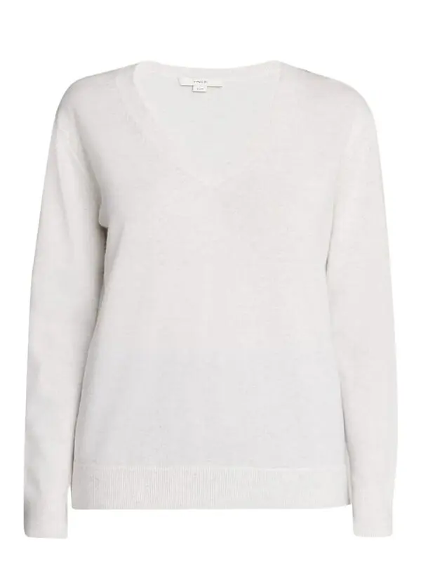 Vince Weekend V-neck Cashmere Pullover Sweater - White