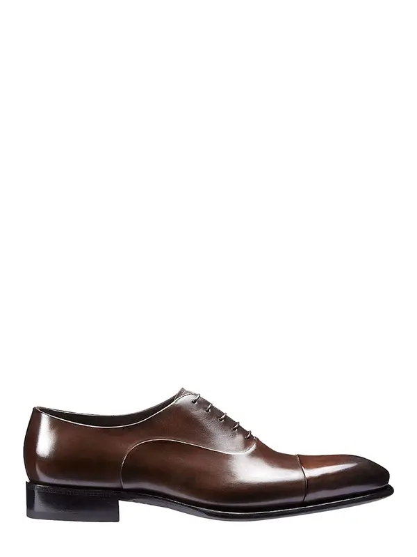 Santoni Isaac Leather Oxford Shoes - Dark Brown