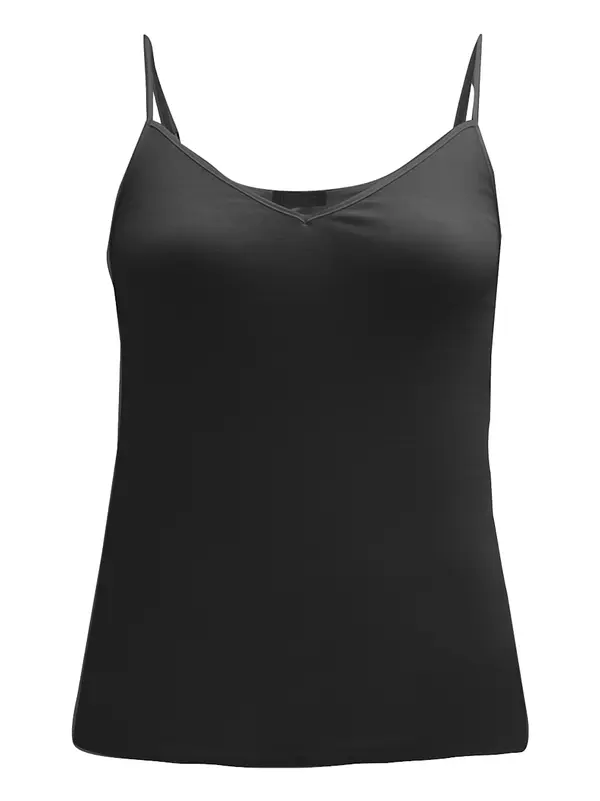 Hanro Seamless Cotton V-neck Camisole - Black