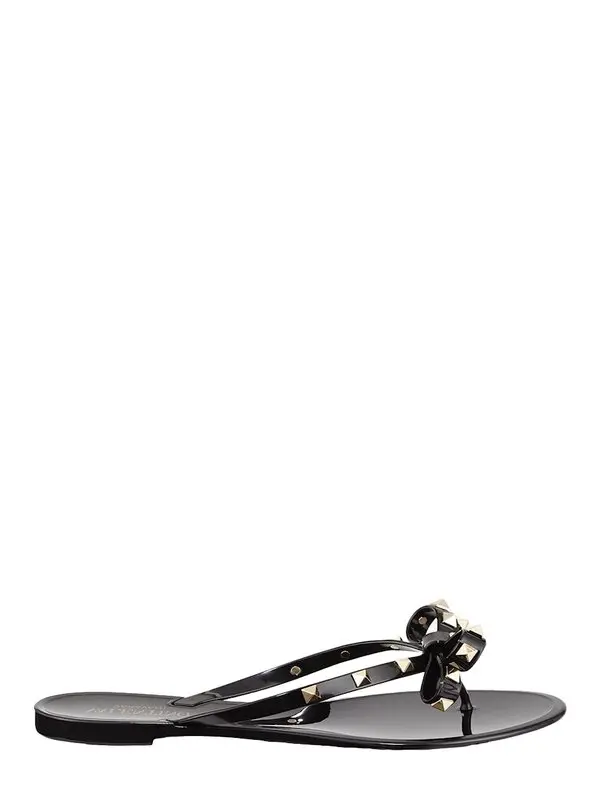 Valentino Garavani Rockstud Pvc Flat Thong Sandals - Nero