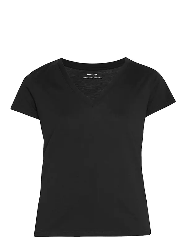 Vince Essential Pima Cotton V-neck T-shirt - Black