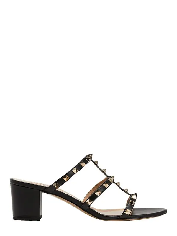 Valentino Garavani Rockstud Caged 60mm Slide Sandals - Nero