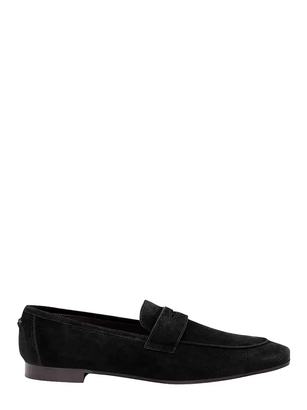 BOUGEOTTE Suede Slip-on Penny Loafer - Black