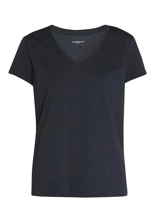 Lafayette 148 New York Modern Cotton Jersey Tee - Black