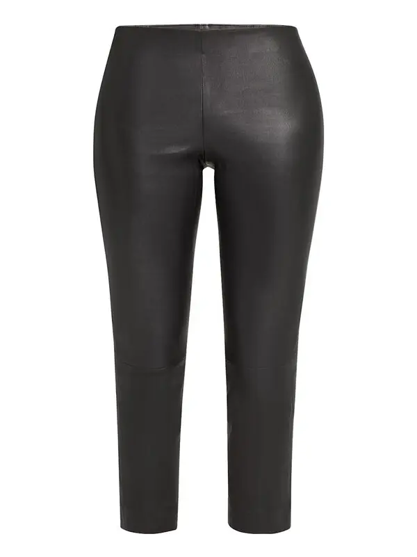 Vince Cropped Leather Leggings - Black