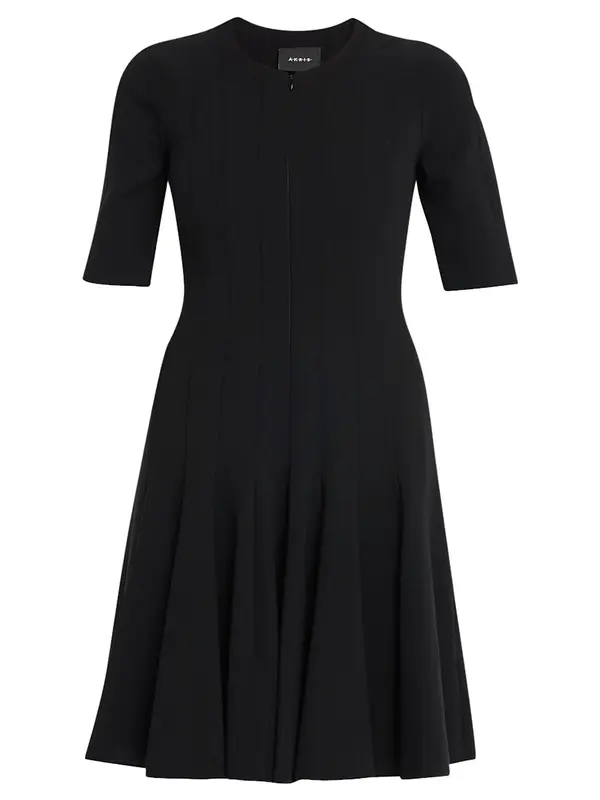 Akris Elbow-sleeve Zip-front Dress - Black
