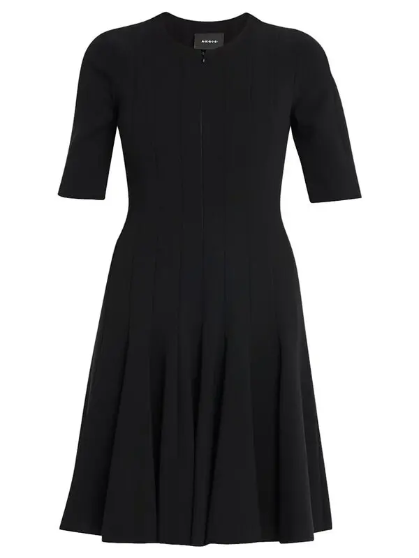 Akris Elbow-sleeve Zip-front Dress - Black