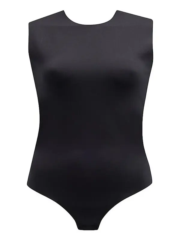 Commando Seamless Mock-neck Thong Bodysuit - Black