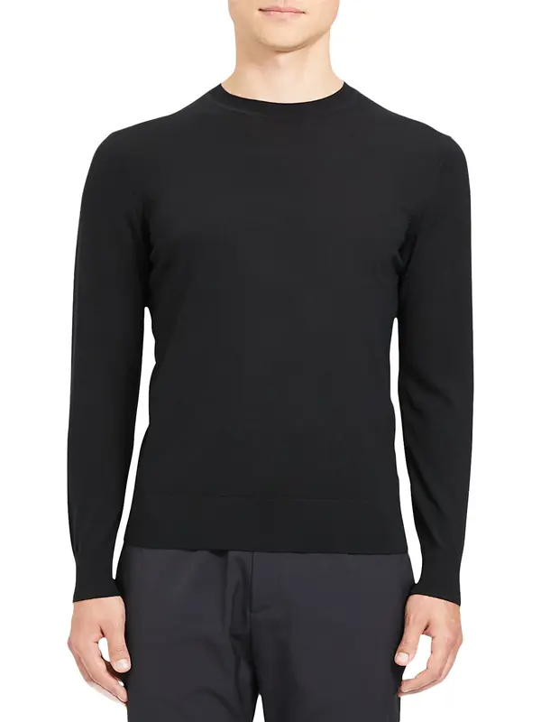 Theory Regal Wool Crewneck Sweater - Black
