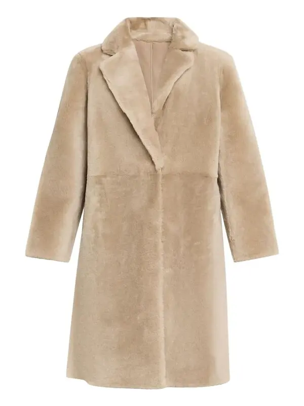 YVES SALOMON Lamb Shearling Long Coat - Moon
