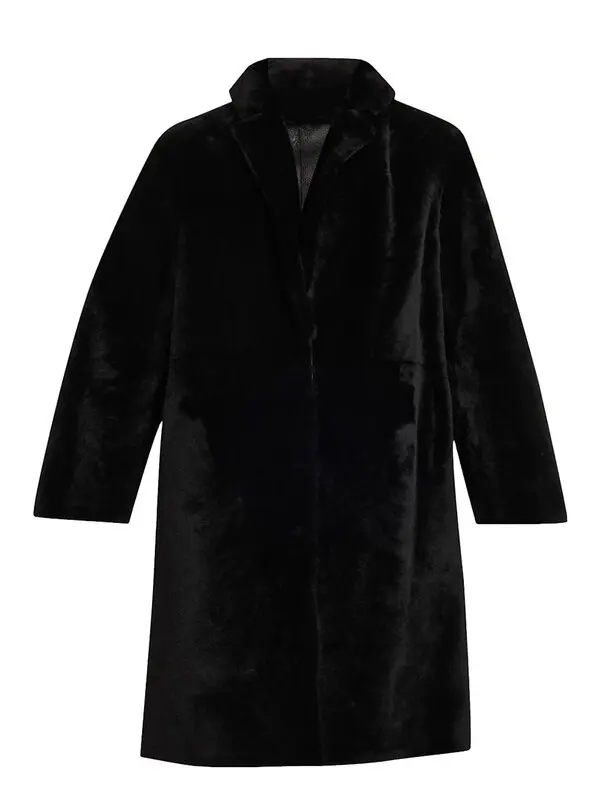 YVES SALOMON Lamb Shearling Long Coat - Noir