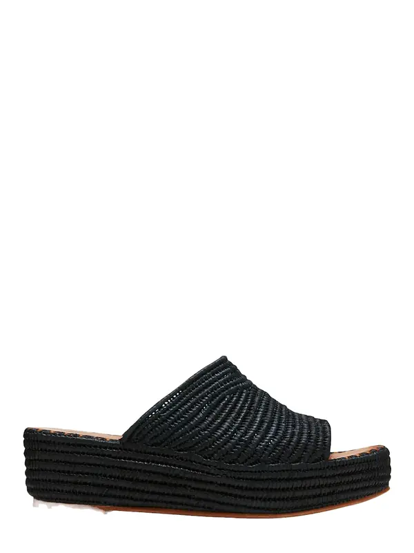 Carrie Forbes Karim Woven Raffia Wedge Sandals - Negro