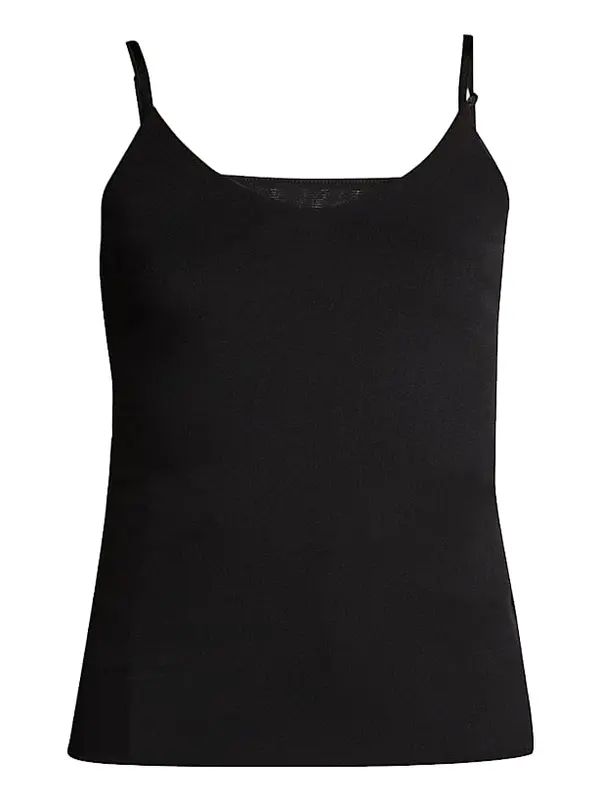 Lafayette 148 New York Mesh Jersey V-neck Tank - Black